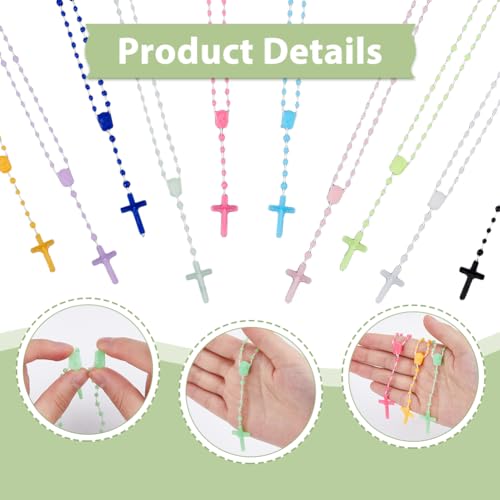 DICOSMETIC 120Pcs 12 Colors Plastic Rosaries Necklace 44.5mm Long Bulk ...