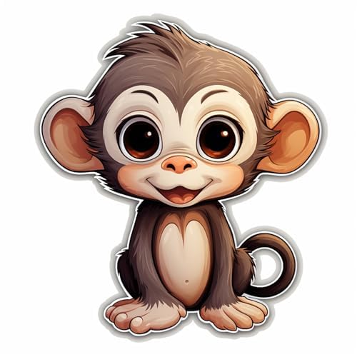 Amazon.com: Cute Little Monkey Wildlife Vinyl Decal – 5-Inch Waterproof ...