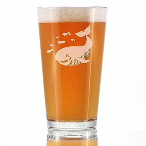 Amazon.com: Cute Whale Pint Glass for Beer - Beach Themed Decor and ...