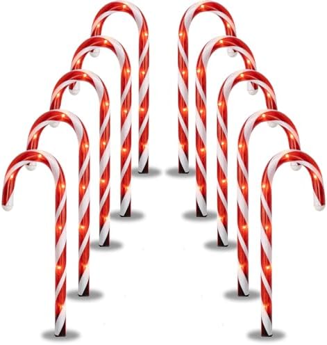Amazon.com : Dazzle Bright Set of 10 Christmas Candy Cane Pathway ...