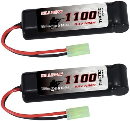 Hilldow 8.4V NiMH Airsoft Battery 1100mAh Rechargeable Flat Pack ...