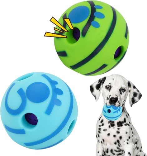 2Pcs Wobble Wag Giggle Ball for Dog, Interactive Dog Toys Balls Squeaky ...