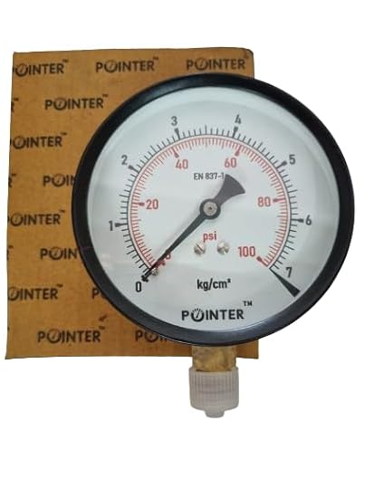 POINTER 4" Dial PRESSURE GUAGE Range 0-10 Kg/Cm2 with Dual Scale of 150 ...