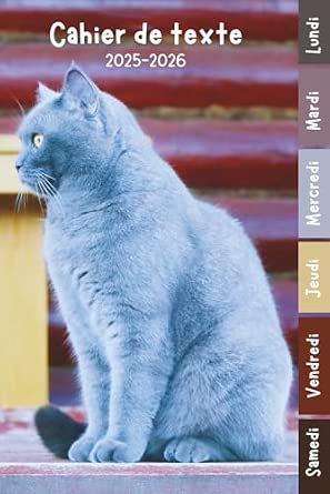 Cahier de Texte 2025 2026 Chat: Carnet Devoirs et Leçons Pratique pour ...