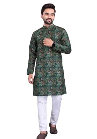 Buy ZARUKHO Men's Kalamkari Printed Traditional Cotton Straight Kurta ...