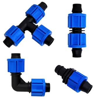 Amazon.com : 40pcs 4 Types Drip Irrigation Coupling, Blue Connector ...