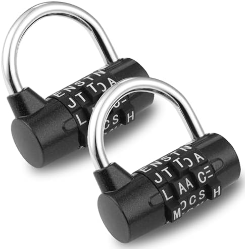 TRIXES 5 Letter Combination Padlock Black for Suitcases, Make-Up Pull ...