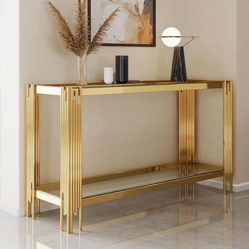 Amazon.com: TonyDo 55" Black Console Table for Entryway, 2-Tier Gold ...