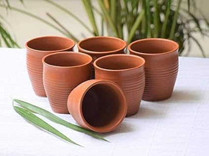 Buy Aav World Handmade Ceramic Kulhad Cup Set, 180 ml (Brown, Pack of 6 ...