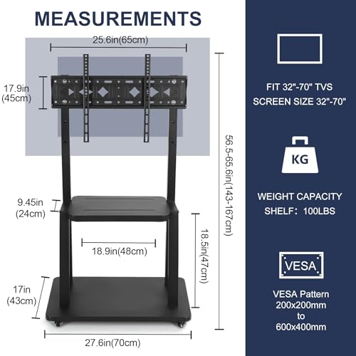 Snapklik.com : Maiproo Mobile TV Cart Rolling Floor Stand For 32-70 ...