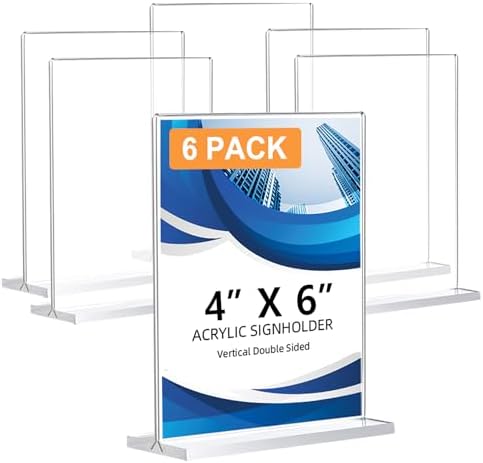 Amazon.com : DECOHOBO 6 Pack Acrylic Sign Holder 4 x 6, Double-Sided ...