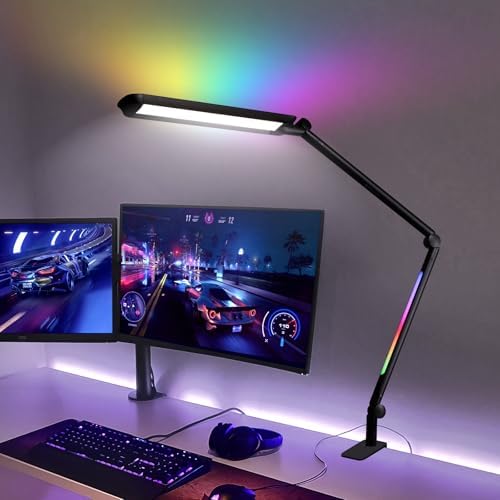 ilumeplay LED Desk Lamp with Clamp RGB for Home Office 24W Modern ...