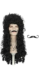 Amazon.com: VGbeaty Adult Men Long Curly Gold Brown Mustache Wig Thor ...