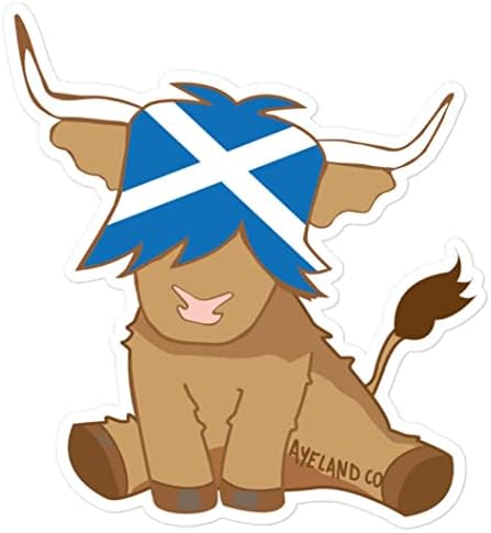 Hodge Creations Pack of 4 Saltire Highland Cow Vinyl Decal Sticker Car ...