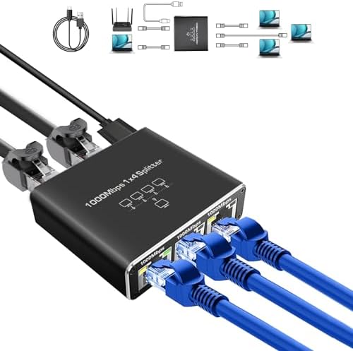 Amazon.com: LIEZHUA Ethernet Splitter 1 to 4 - Network Splitter with ...