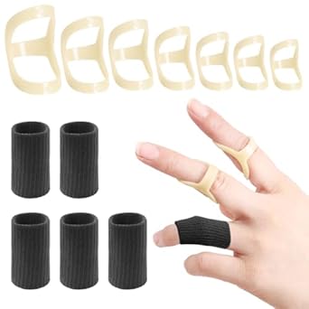 Amazon.com: 7 Pcs Finger Splint with 5Pcs Finger Sleeves, Splint for ...