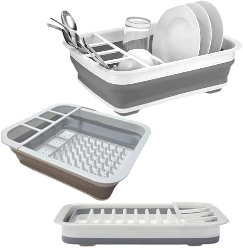 AJ Oneup Multi-Functional Collapsible Dish Rack - Foldable Drying Rack, Space Saving Kitchen ...