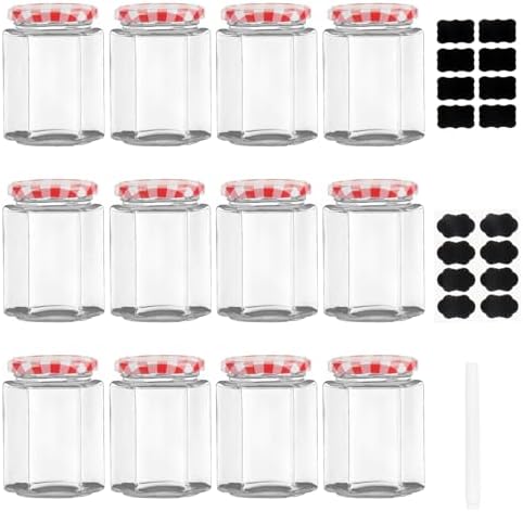 Amazon.com: Glass Jam Jars with Lids, 280ml / 9oz Hexagonal Storage ...