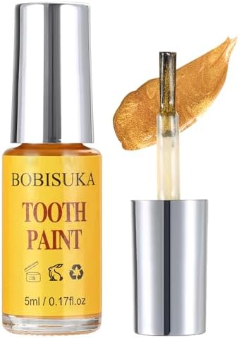 BOBISUKA Gold Tooth Paint, Professional Gold Costumed Teeth Paint - No ...
