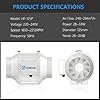 Hon&Guan Rohrventilator 125mm Leise Inline-Kanalventilator Rohrlüfter Abluftventilator mit 1m EU ...