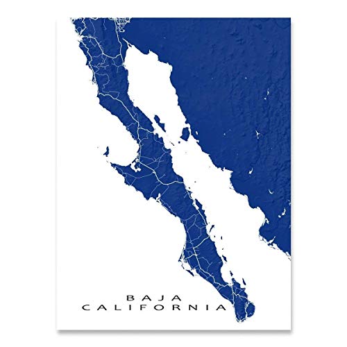 Amazon.com: Baja California Map Poster 24x36, Baja Map Art Print 8x10 ...