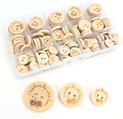 Wooden Buttons 140pcs Natural Baby Cardigan Buttons Set 15/20/25mm ...