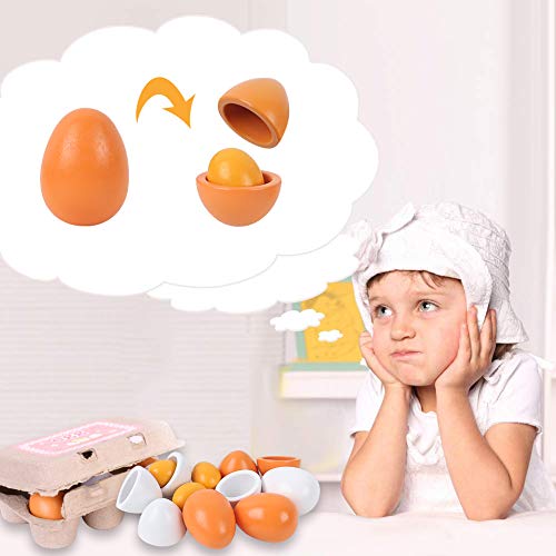 Snapklik.com : Wooden Eggs, 6PCS Easter Egg Toys Wooden Play Food ...