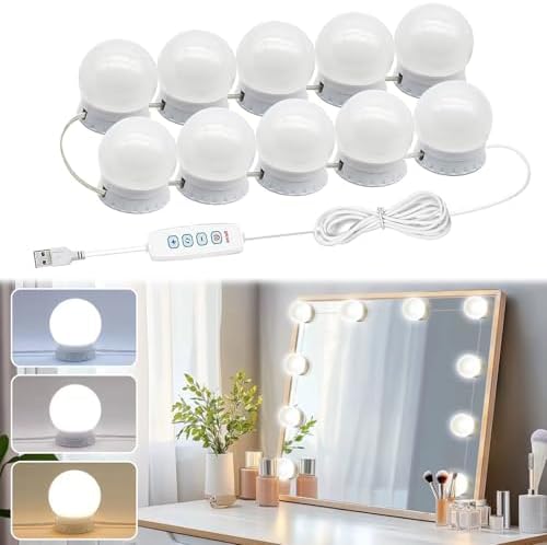 Buy Vanity Mirror Lights Kit,Pretmess 3 Dimmable Color with 10 LED ...