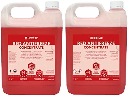 Hexeal Red Antifreeze 10L – 2 x 5L of High Concentrate Long Life Engine ...