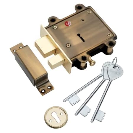 DOOR EYE Door Lock King Finish-Powder Coated 2 in 1 Main Door Lock with ...