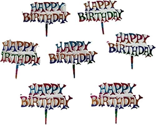 Multicolour Plastic Happy Birthday Cake Tag Cake Topper (Pack of 20 Pcs ...