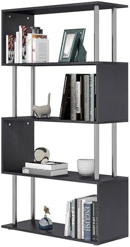 HOMCOM S Shape Bookshelf Bookcase Storage Unit Chest Cupboard Cabinet ...