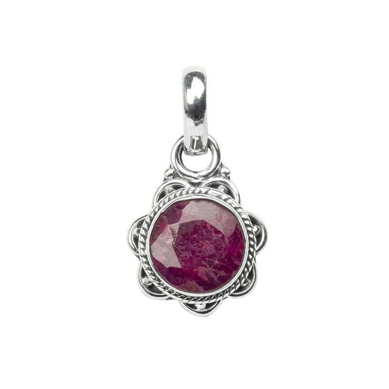 Amazon.com: Ruby Stone Pendant, 925 Sterling Silver Pendant Necklace For Women, Natural Gemstone ...