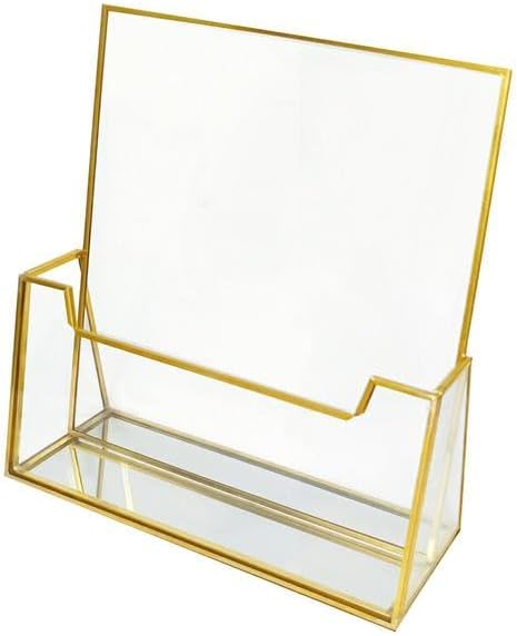 Amazon.com: Feyarl Gold Glass 4 Inch Brochure Holders Pamphlets Cards ...
