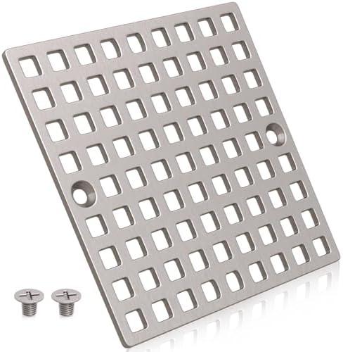 3-7/8" Brushed Nickel Shower Drain Cover - Square Floor Drain Cover ...