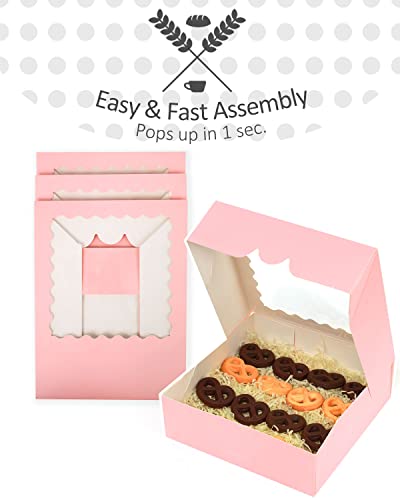 Snapklik.com : Qiqee Auto-pop Up Pink Bakery Boxes 50 Packs Pastry Box ...