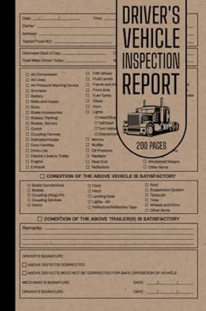 Driver’s Vehicle Inspection Report Book: Your Daily Inspection ...