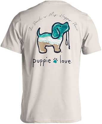 Puppie Love Beach Dog Graphic T-Shirt, Short Sleeve, Light Tan. Beach ...