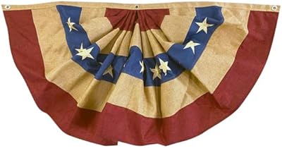 Amazon.com : Tea Stained Patriotic Embroidered Bunting USA 48" x 24 ...