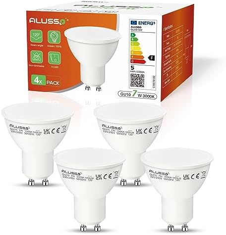 ALUSSO LIGHTING GU10 LED 7W Bulb, Replaces 70W Halogen Lamps, 560 Lumen ...