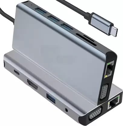 DREAM T 12 in 1 USB c hub Compact 12 Port Aluminium Type C Docking ...