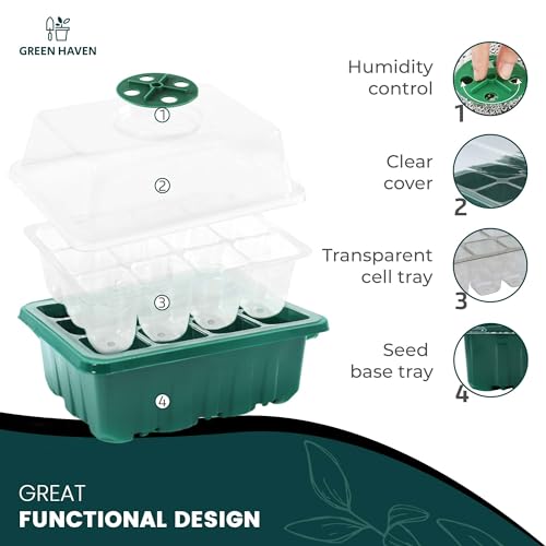 GREEN HAVEN 6 Pack Seed Trays with Lids and Tool Bag 72 Cells ...