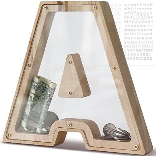 Wooden Letter Money Box Personalized Letters Wooden Piggy Bank Money ...