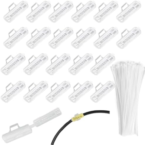 RXKFIGX 50 Pieces Transparent Cable Labels and 50 Pieces White Cable ...