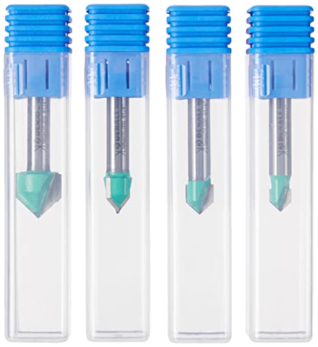 Snapklik.com : Brand - 4-Piece 1/4 90 Degree V Groove Router Bit Set