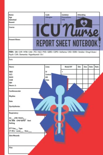 Buy Pocket Size ICU Nurse Report Sheet : Nursing Report Sheet for the ...