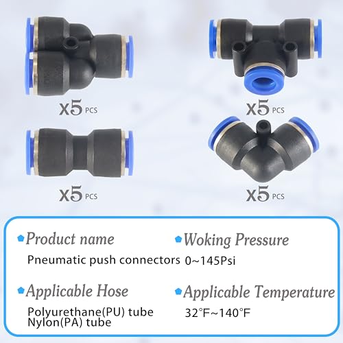 Snapklik.com : MSAEIQUN 20 Pcs 1/2 Inch Od Push To Connect Fittings Kit ...
