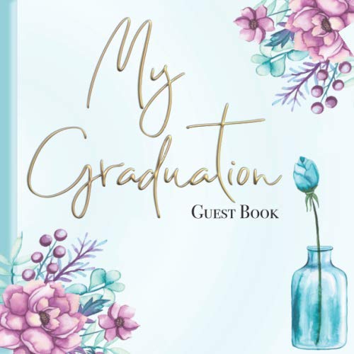 My Graduation Guest Book: Vintage Blue and Purple Binding with Gold ...