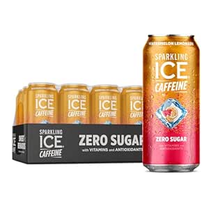 Amazon.com: Sparkling Ice +Caffeine Watermelon Lemonade Sparkling Water, Zero Sugar, with ...