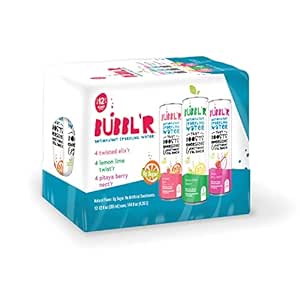 Amazon.com: BUBBL'R Sparkling Water, 3 Flavors with Natural Caffeine, Antioxidants, 0 Sugar - 12 ...